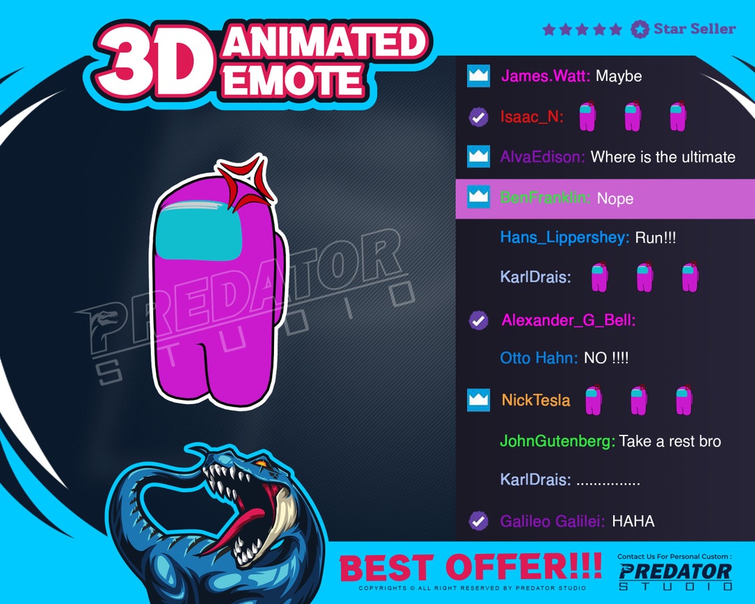 Angry Among Us 3D Animated Emote: Twitch, Discord, Kick - Etsy