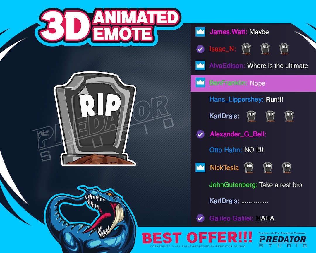 3D Animated RIP Emote: Twitch, Kick, Discord (GIF & PNG) - Etsy