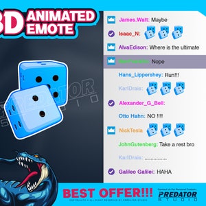 Dice 3D Animated Emote, Kick Emote, Emotes Commission, Streamer Emotes ...