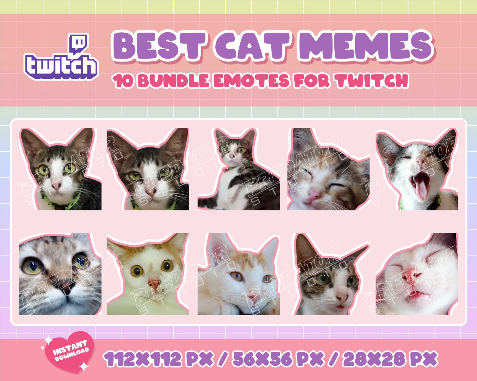 10 Cute Cat Memes Emote Pack 11 Stream Emotes Cute Emotes - Etsy