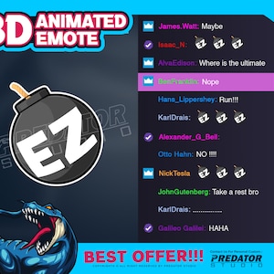 EZ Bomb 3D Animated Emote, Bomb Emote, Discord Emote, Bit Emote, Emotes ...