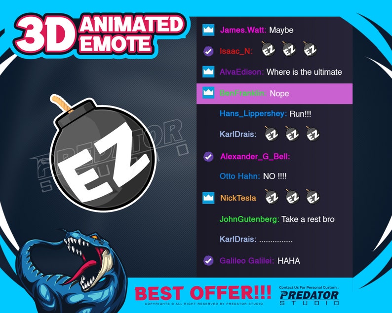 EZ Bomb 3D Animated Emote Bomb Emote Discord Emote Bit - Etsy