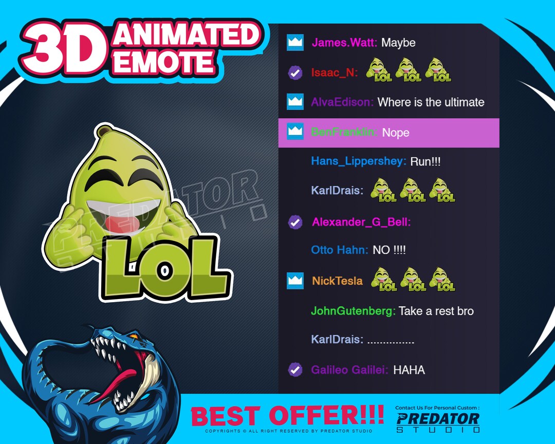 LOL Pear Animated Emote: 3D Streamer Emote (GIF & PNG) - Etsy