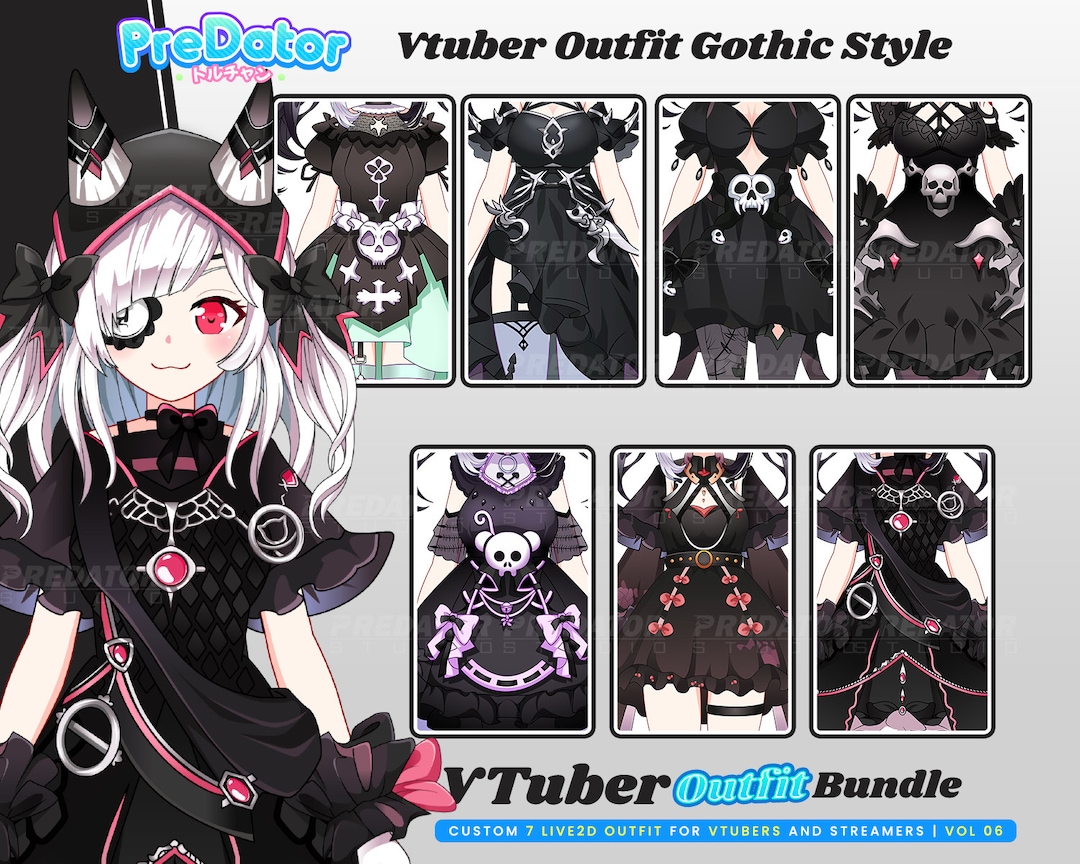 Victorian Whisper Gothic Vtuber: Elegant Live2d Model With 7 Outfits Designs & Romantic Mystique ...