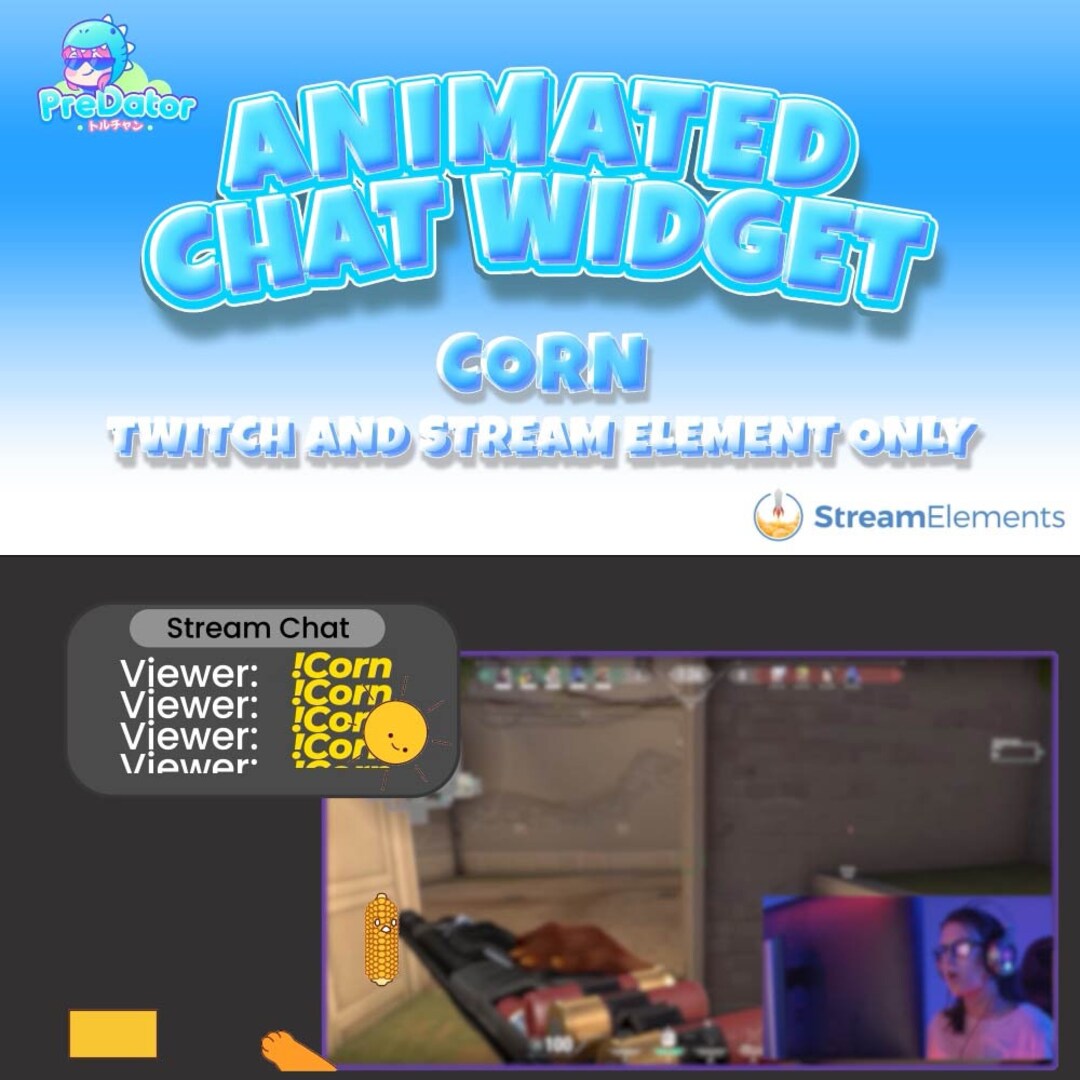 Animated Corn Twitch Chat Widget: Streamelements Overlay - Etsy