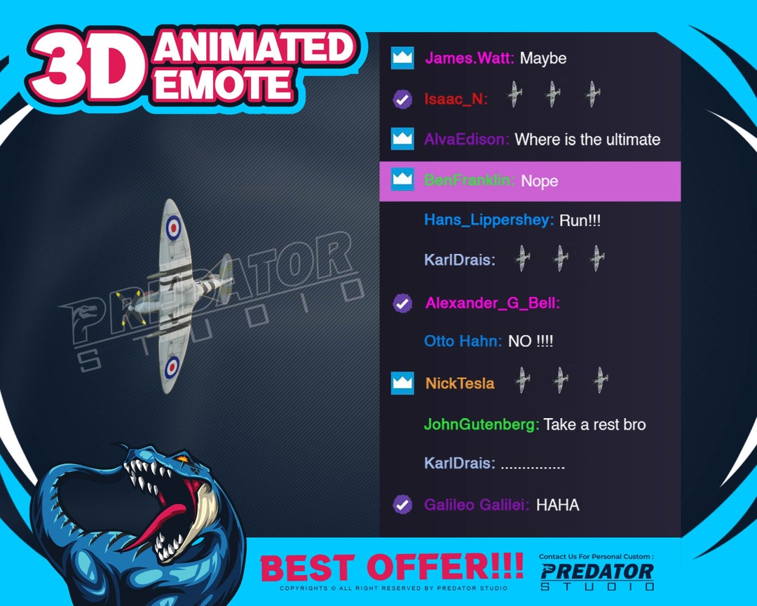 Raid Plane 3D Animated Emote, Twitch Emote, Kick Emote, Raid Emotes ...