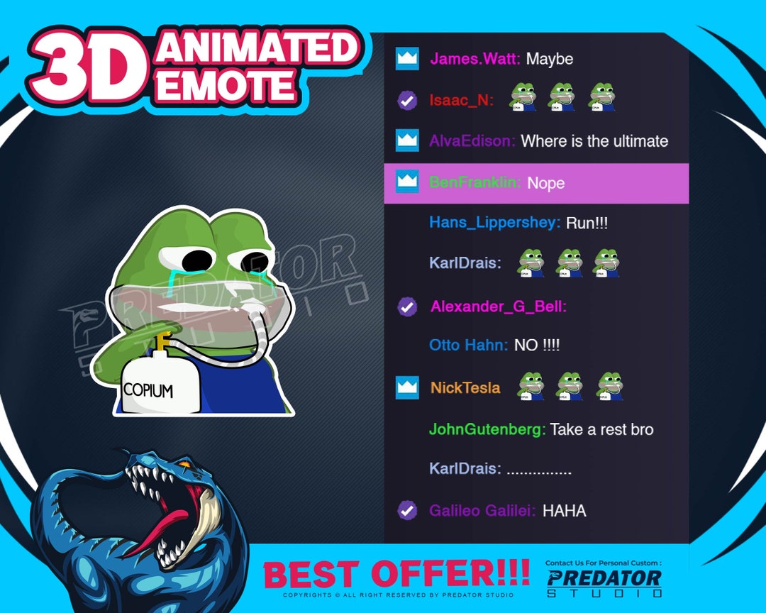 Copium 3D Animated Emote Animated Emotes Emotes Commission - Etsy