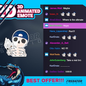 Smoking Skull 3D Animated Emote, Twitch Emote, Horror Emote, Kick Emote ...