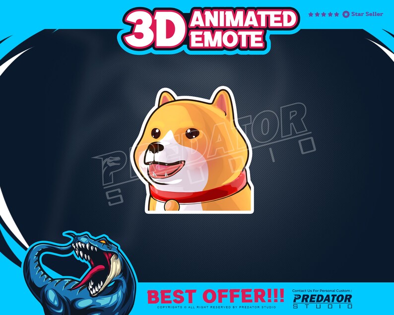 Adorable Shiba Bark 3D Animated Emote Twitch Sub Emotes - Etsy
