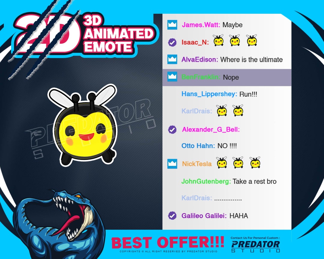 Happy Bee 3D Animated Emote, Animated Emotes, Kick Emote, Twitch Chat ...