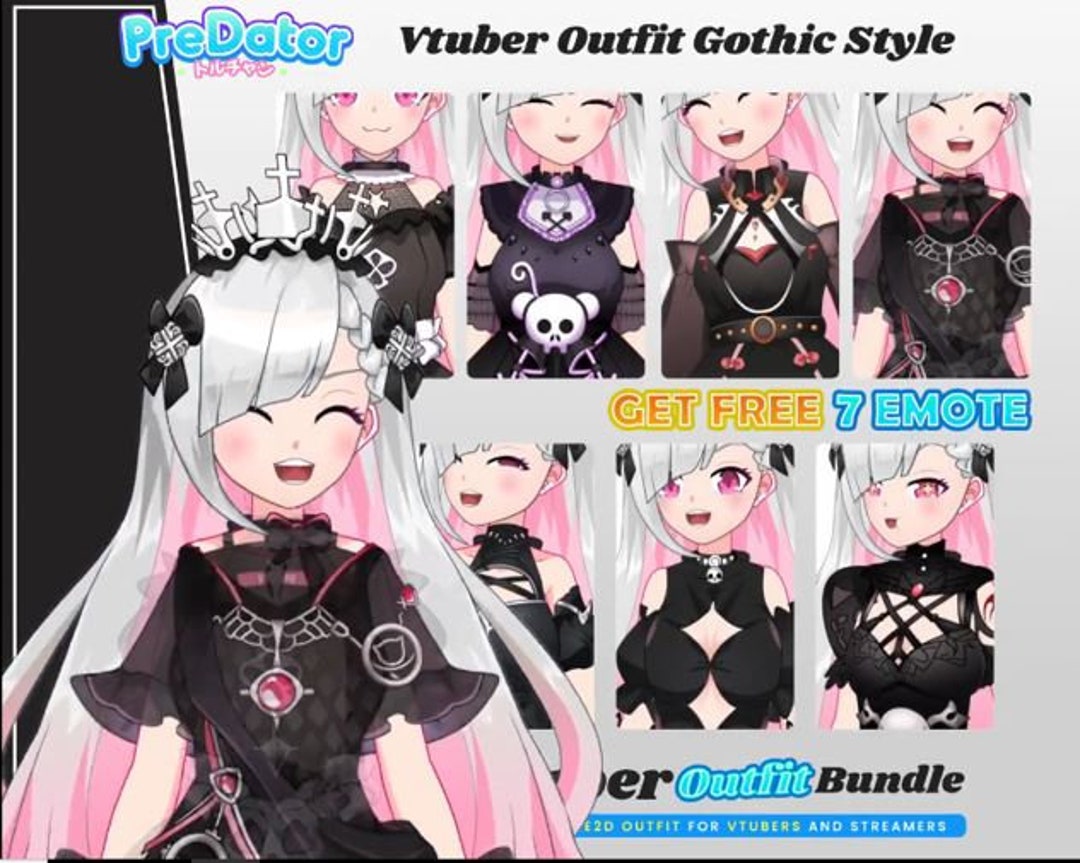 Ultimate Gothic Vtuber Kit: Live2d Model & 7 Outfits With Free Emotes ...