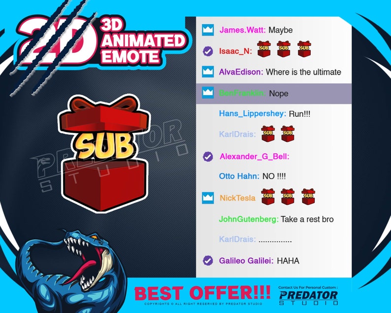Sub 3D Animated Emote Emote Commission Twitch Emotes Funny - Etsy