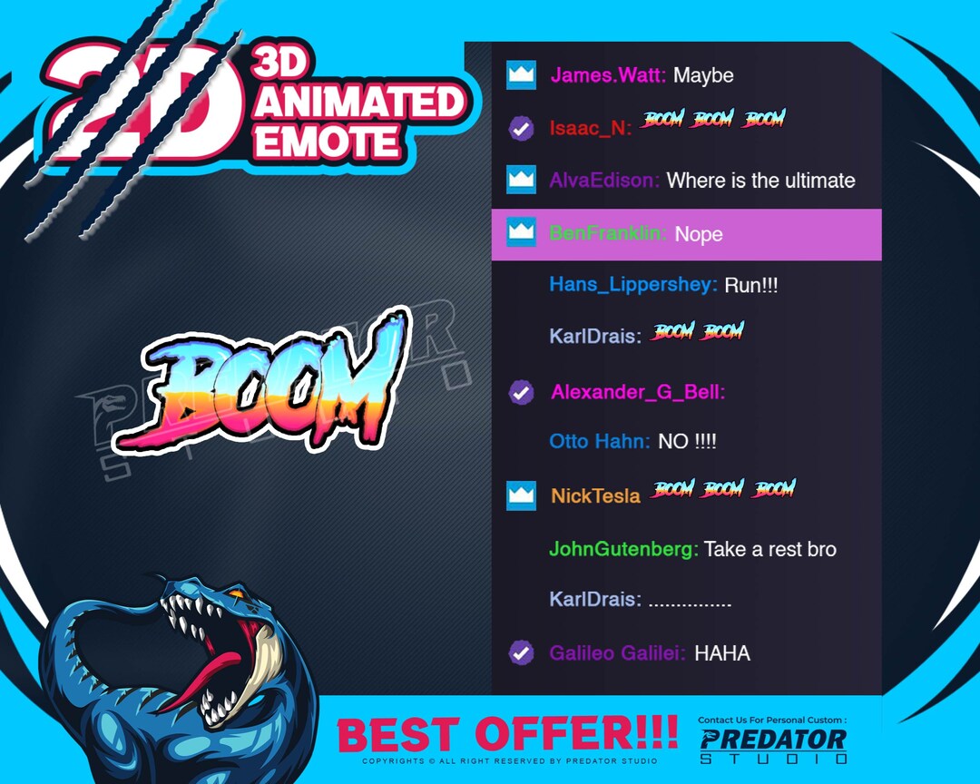 Boom 3D Animated Text Emote, Text Emotes, Animated Emotes, Discord ...