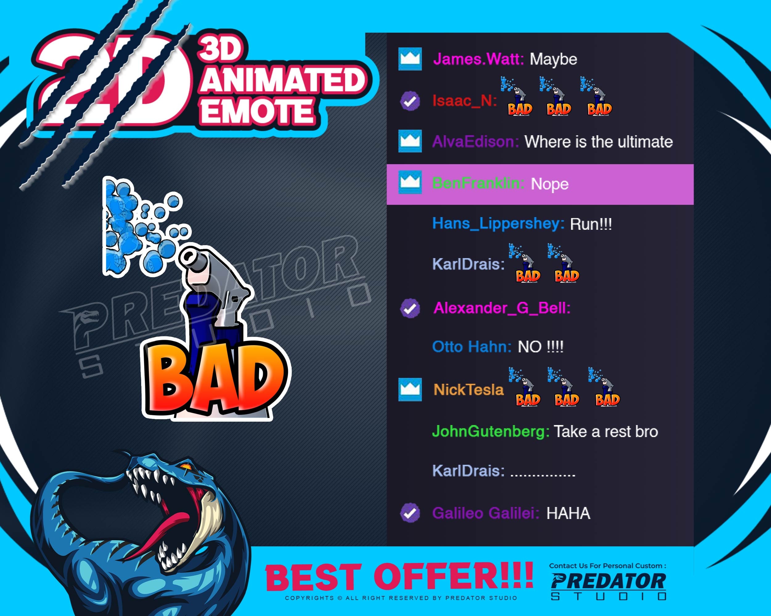 Bad 3D Animated Emote Emote Commission Animated Emotes Gif - Etsy