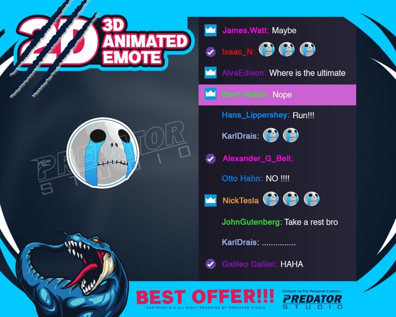 Sad Skull 3D Animated Emote Animated Emotes Twitch Emote - Etsy