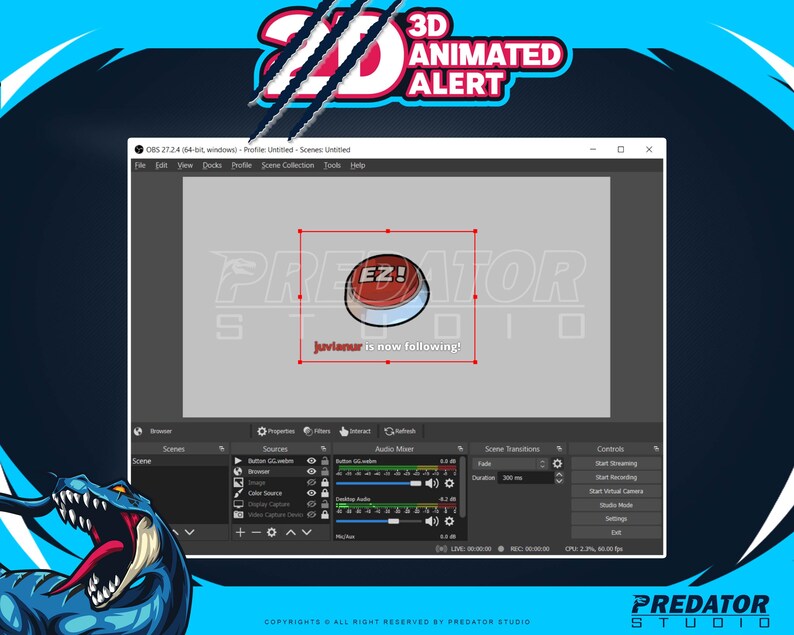 3D Animated Alert Button EZ Twitch Cheer Alerts Streamer - Etsy
