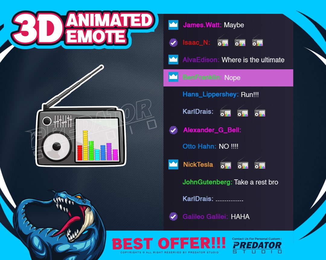 3D Animated Radio Equalizer Emote: Twitch, Discord, Kick - Etsy