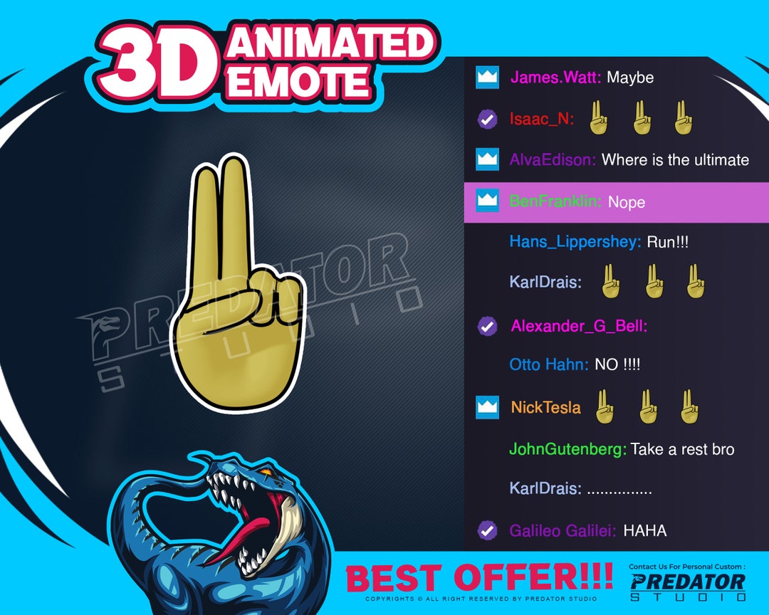 3D Animated Hand Finger Emote: Twitch/kick Streamer Emotes - Etsy