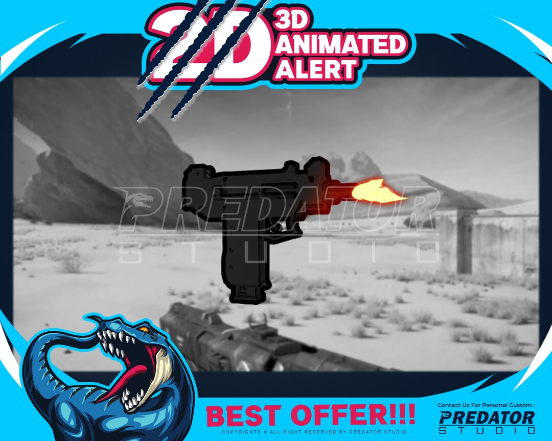 3D Animated UZI Gun Stream Alert, Twitch Alerts - Etsy
