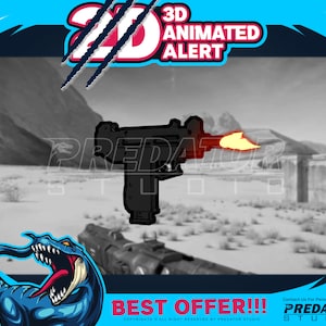 3D Animated Alert UZI Gun, Alerts Twitch, Animated Alerts, Stream ...