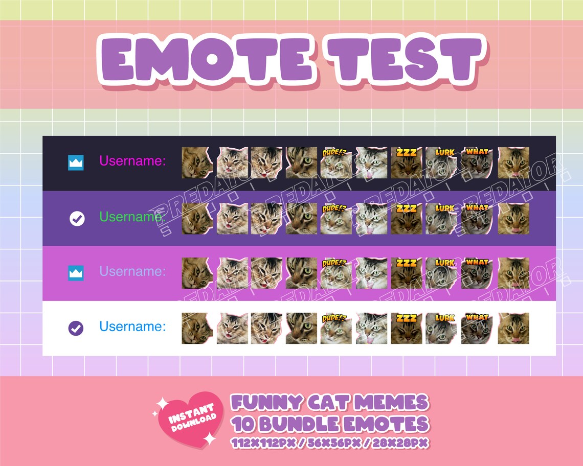 10 Cute Cat Memes Emote Pack 5 Lurk Emote Emote Commission - Etsy