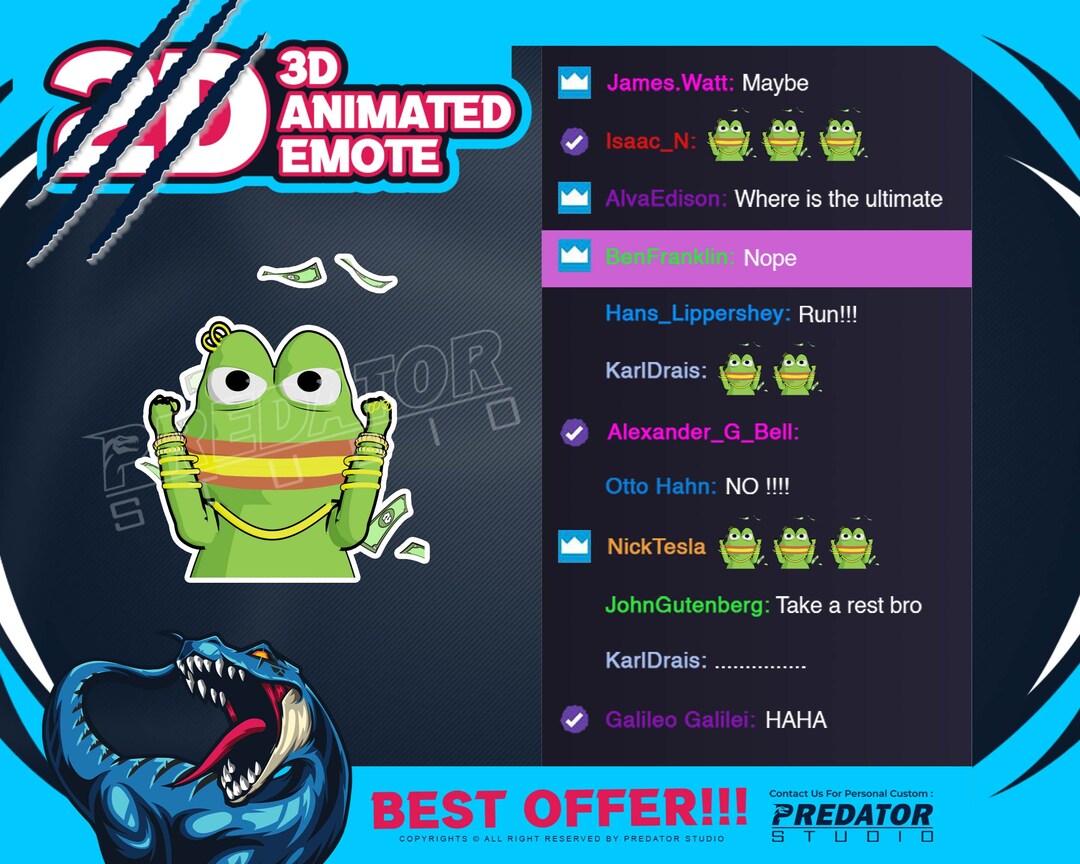 Pepe Rich 3D Animated Emote V3, Pepe Emote, Kick Emote, Custom Emotes ...