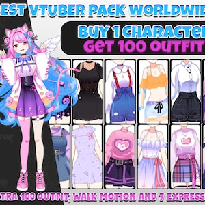 Vtuber Live2d Model Pack | Explore 100 Costume V3 | Style Your Streams ...