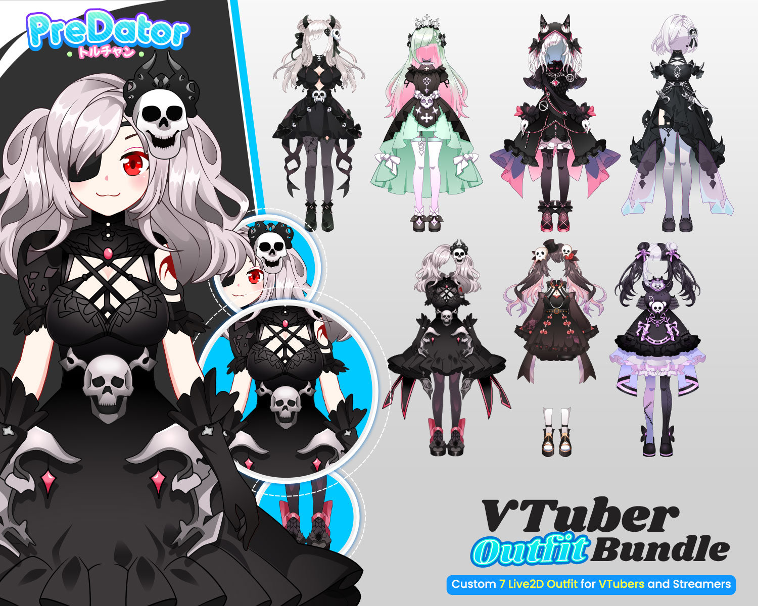 Halloween Vtuber Model: 7 Spooky Outfits, Fully Rigged Live2d Avatar - Etsy