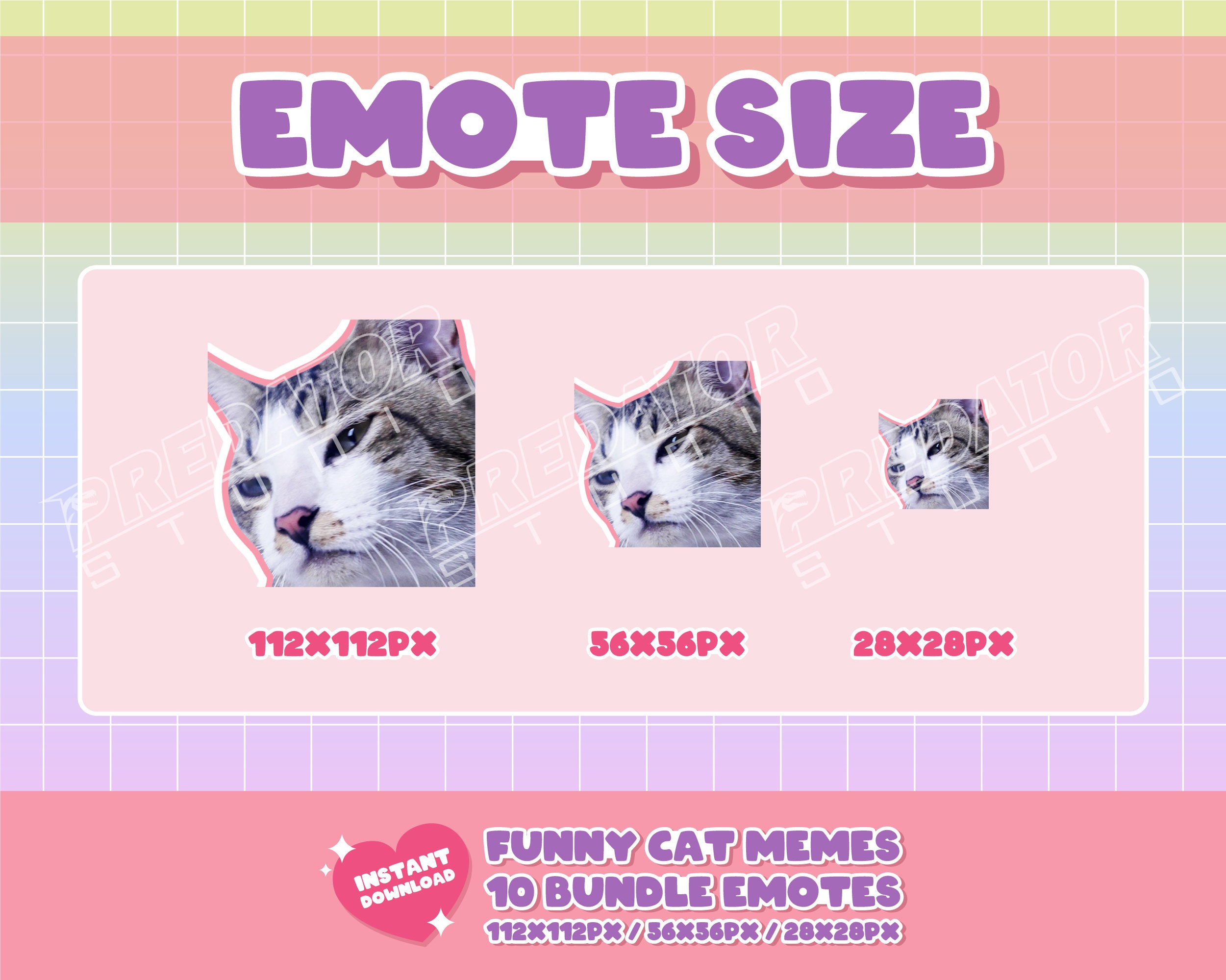 10 Cute Cat Memes Emote Pack 3 Kitty Emotes Cat Emote Emote - Etsy Hong ...