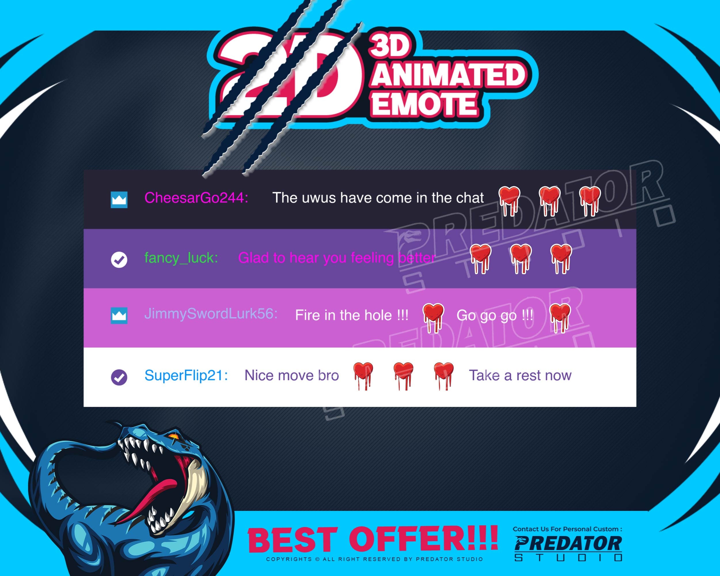 Love Blood 3D Émote animée Emotes Twitch Emotes animées - Etsy Canada