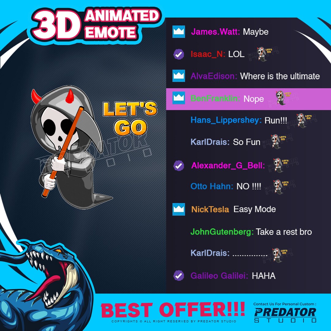 Let’s Go Ghost 3D Animated Emote V5, Twitch Bit Emotes, Let’s Go Emote ...