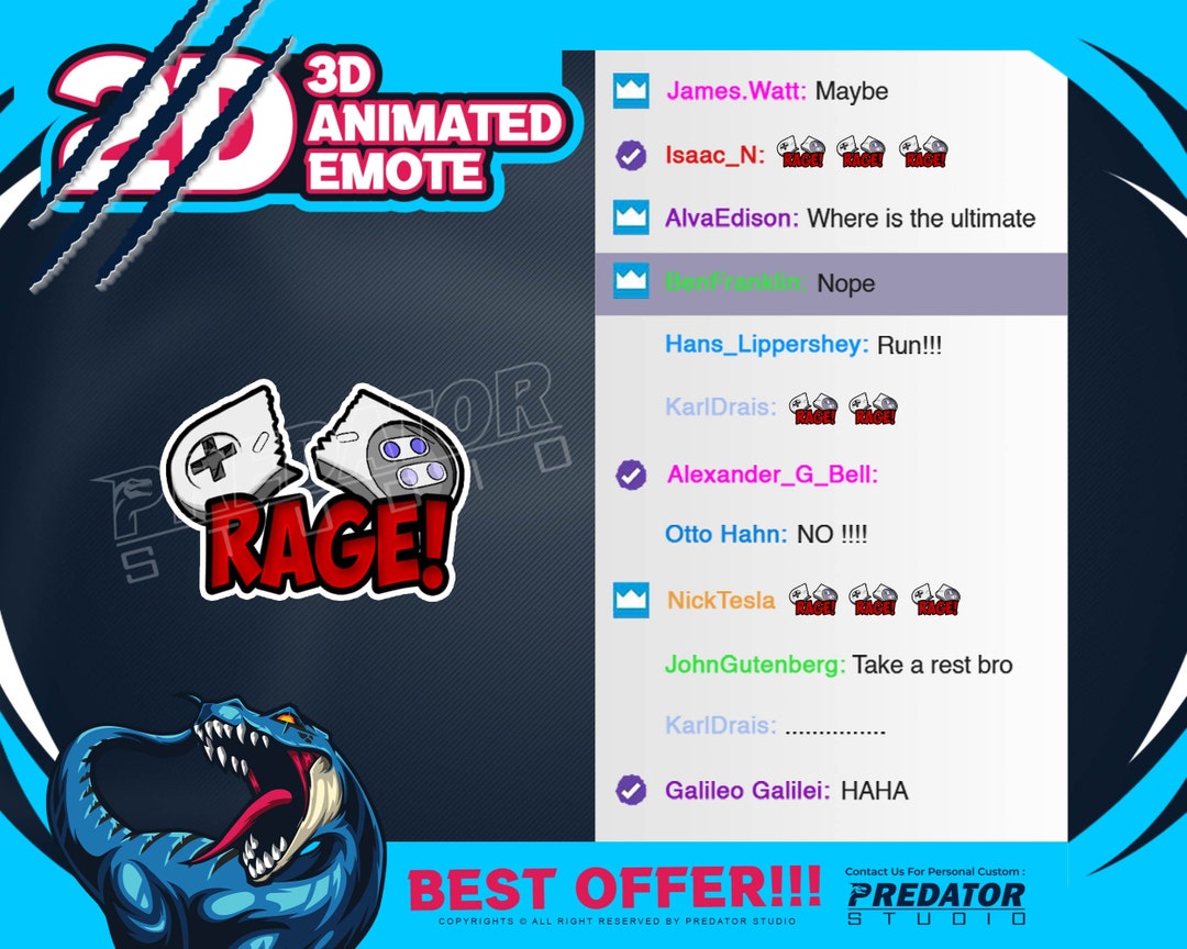 Rage 3D Animated Emote, Emote Commission, Kick Emote, Animated Emotes ...
