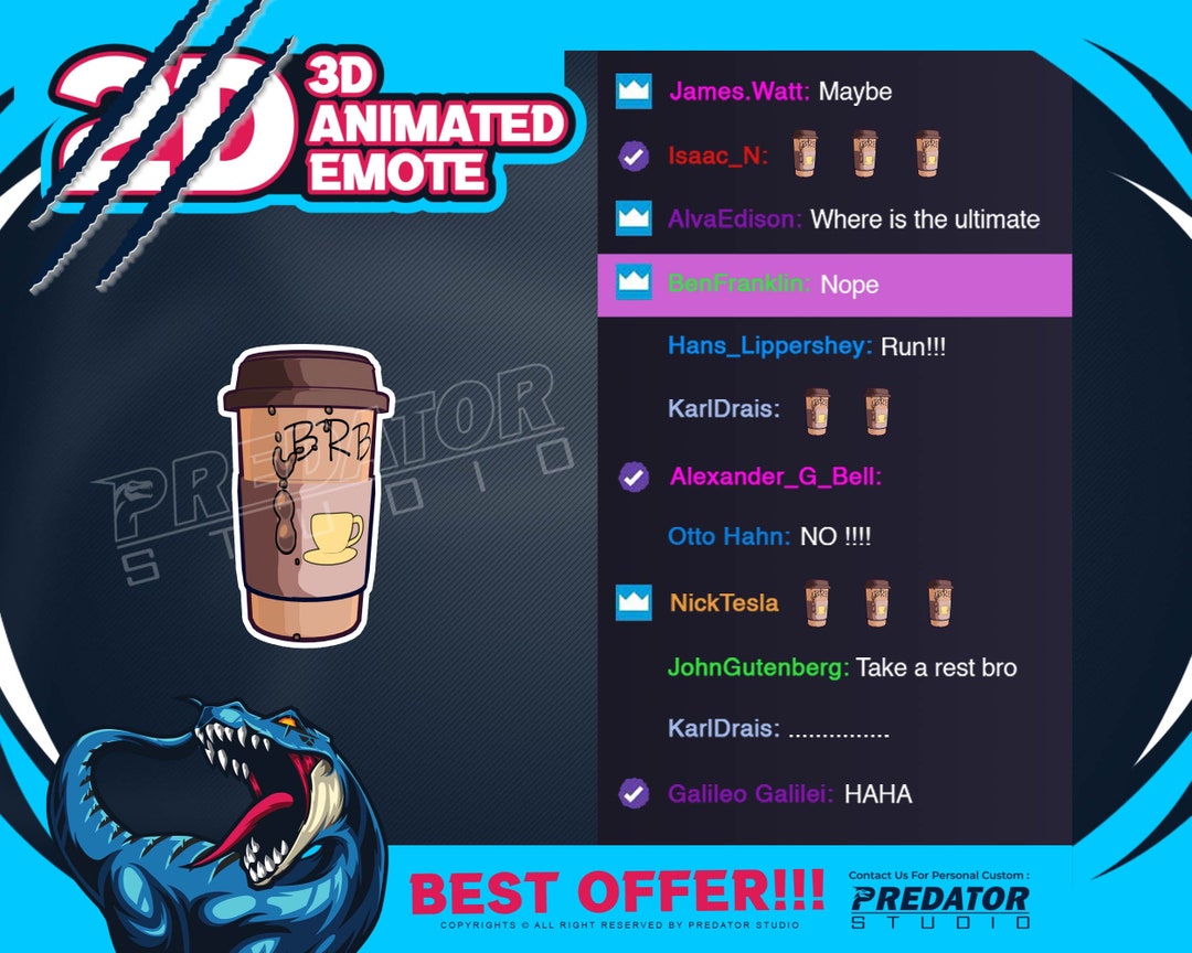 3D Animated Coffee Emote: Twitch/kick Streamer Emote (GIF/PNG) - Etsy