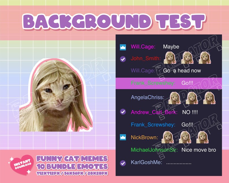 10 Cute Cat Memes Emote Pack 9 Cute Emotes Emotes Pack - Etsy