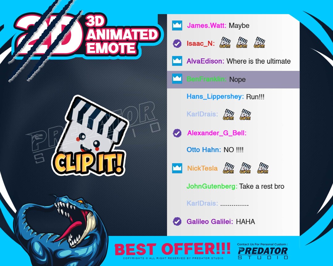 Clip It 3D Animated Emote, Emote Commission, Twitch Emote, Twitch Chat ...