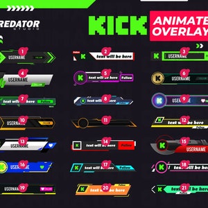 Semi-custom Animated Kick Overlay for Streaming, Kick Overlay, Stream ...