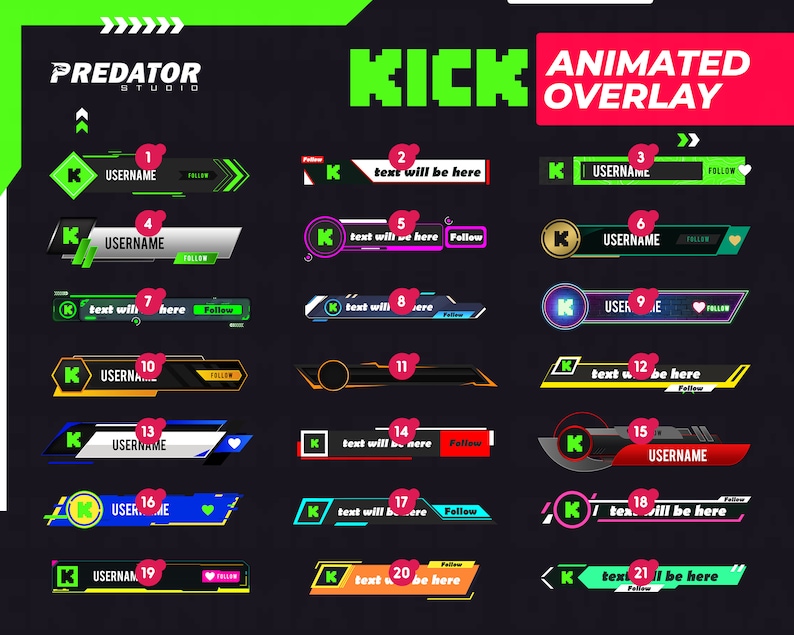 Animated Kick Stream Overlay: Semi-custom Lower Thirds - Etsy