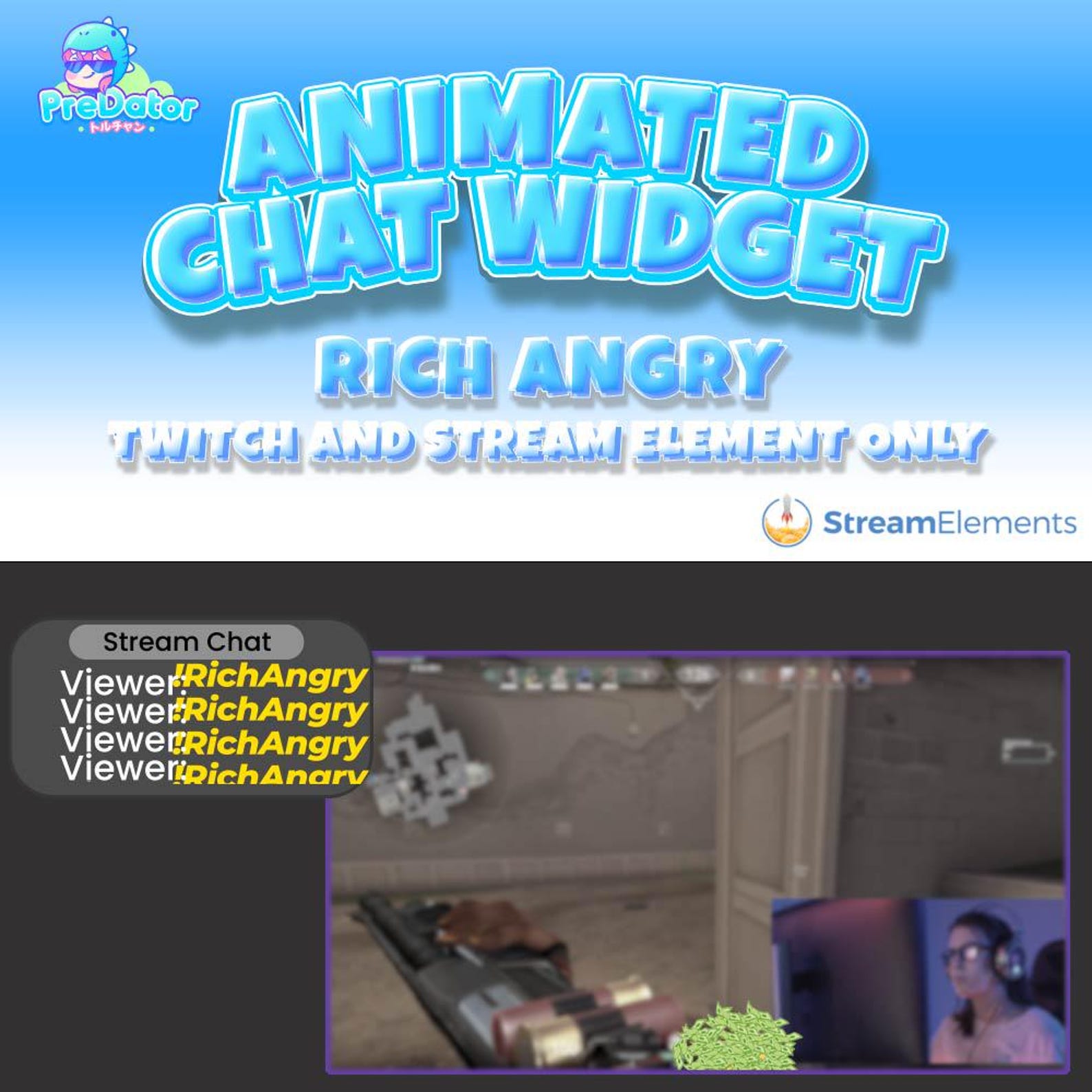 Animated Twitch Chat Widget: Streamelements Richangry Design - Etsy