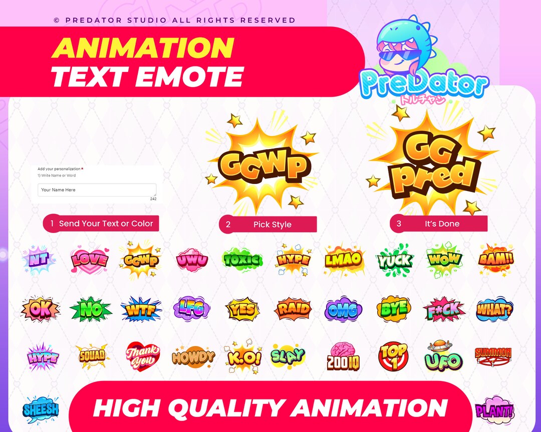 Semi Custom Animated Text Emote Generator | Editable & Dynamic ...