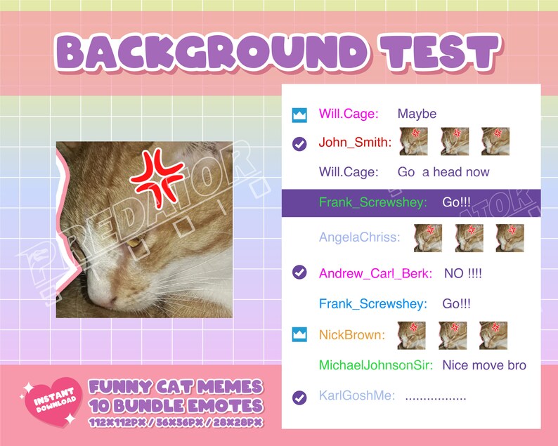 10 Cute Cat Memes Emote Pack 1 Cute Emotes Emote Animal - Etsy