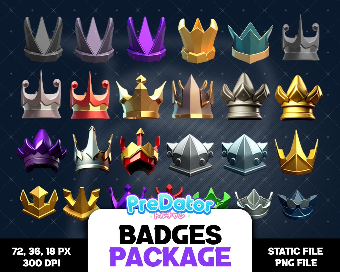 Crown Badges Pack: 100+ Twitch Streamer Loyalty Badges (PNG File) - Etsy