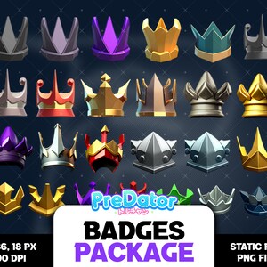 Crown Badges Pack: 100+ Twitch Streamer Loyalty Badges (PNG File) - Etsy