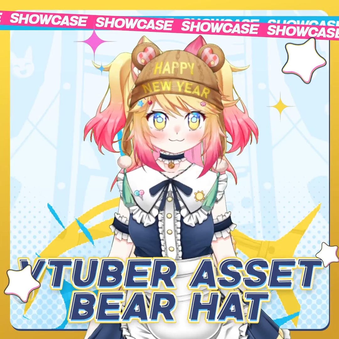 Live2d Vtuber Bear Hat Asset : New Year Theme, Cute Anime Head ...