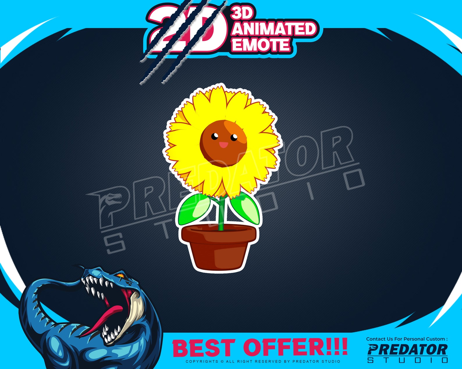 Sun Flower 3D Animated Emote Gaming Emote Twitch Emote - Etsy
