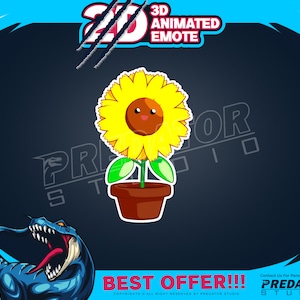 Sun Flower 3D Animated Emote, Gaming Emote, Twitch Emote, Flower Emote ...