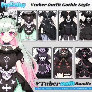 Customizable Ultimate Gothic Vtuber Kit: Live2d Model & 7 Outfits With ...