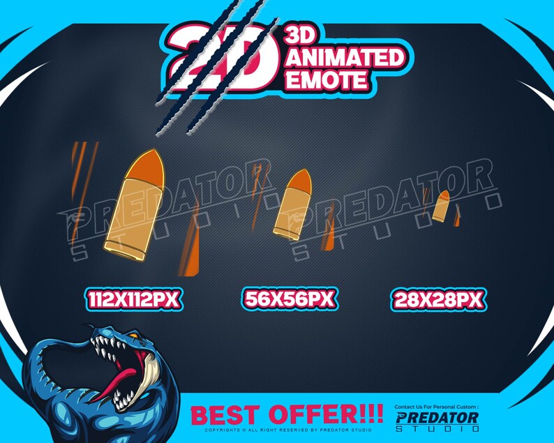 Bullet 3D Animated Emote, Kick Emote, Cartoon Emotes, Animated Emotes ...