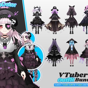 Gothic Elegance Live2d Avatar and Vtuber Model Package: Fully Rigged, 7 ...