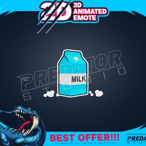 Milk 3D Animated Emote, Text Emotes, Emotes Twitch, Kick Emote, Emote ...