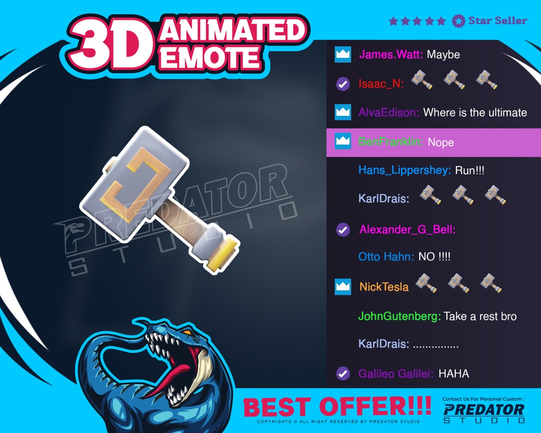3D Animated Smashing Hammer Emote: Twitch, Discord, Kick - Etsy